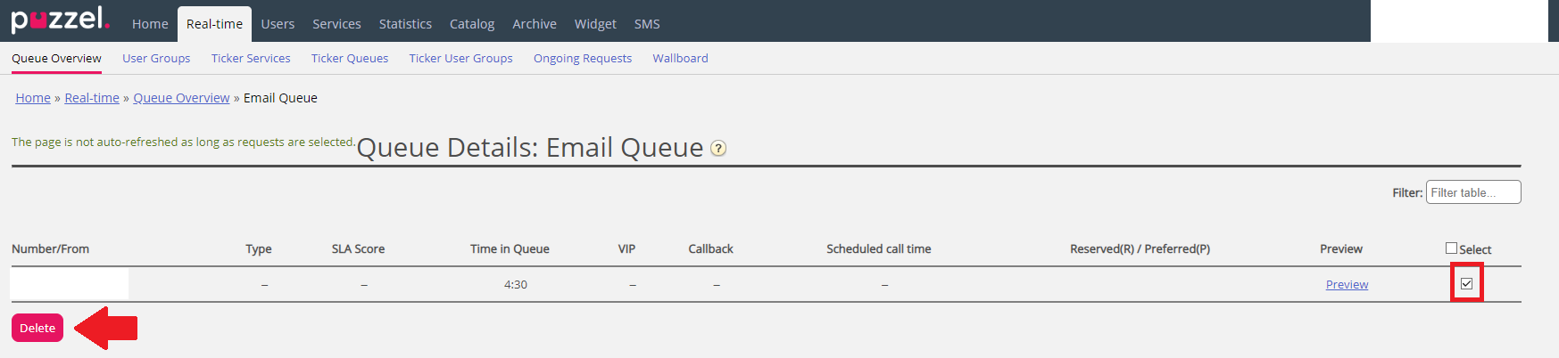 How to delete requests in queue | Puzzel Help Centre